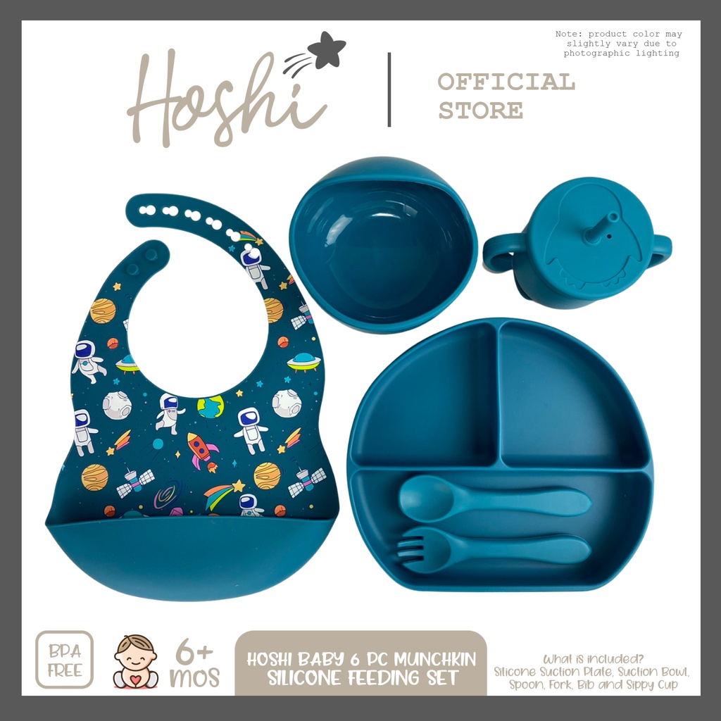 Hoshi Baby 6pc Munchkin Silicone Feeding Set, Premium 100% Food Grade ...