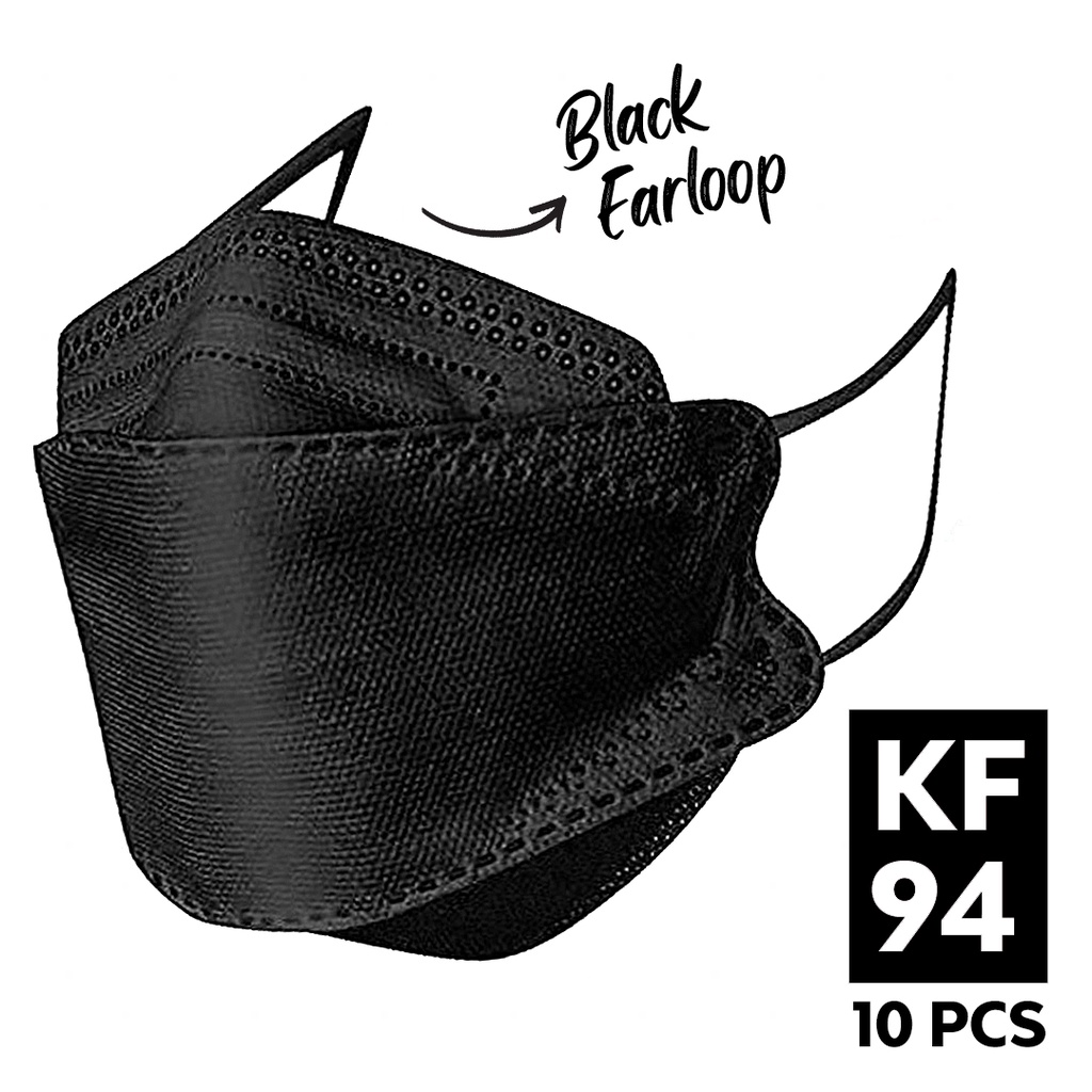 10 PCS Korean KF94 BLACK Disposable Fish Type Fashion Face Mask ...