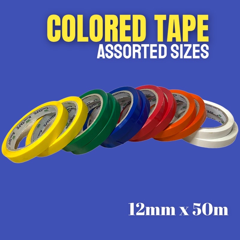 Colored Tape (1/2 x 50m )Assorted Colors available sold per Pc | Shopee ...