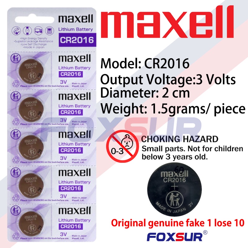 Maxell CR2016 ORIGINAL Lithium 3V 1 piece or 1 pad/5 pieces Maxell 2016 ...