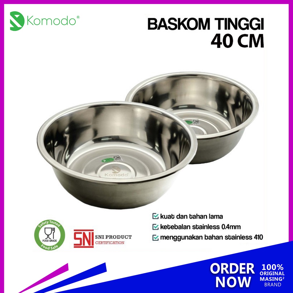 Basin 40 Cm High KOMODO Stainless Steel Mixing Bowl | Shopee Philippines