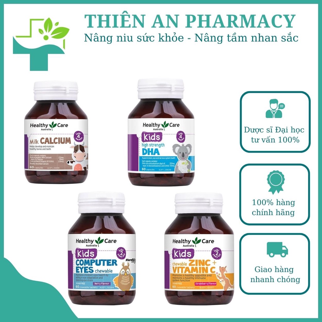 Dha, Calcium milk, Zinc Healthy Care tablets for children | Shopee ...