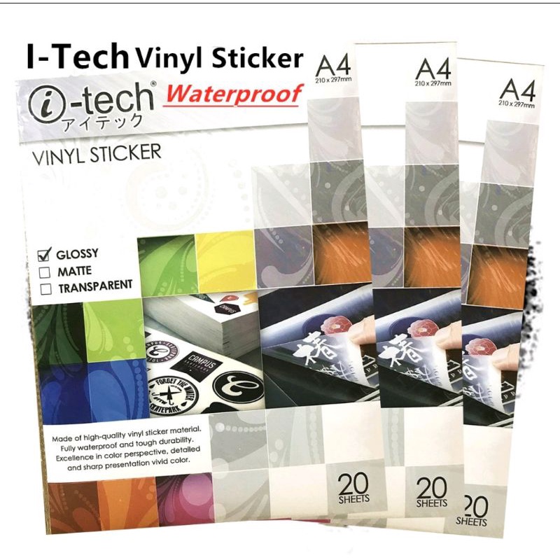 Vinyl sticker Waterproof A4 Matte | Glossy | Transparent 20sheets ...