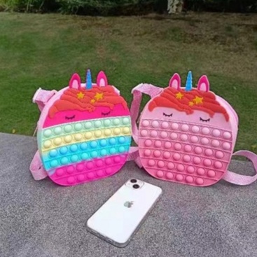 #2029 MINI POP IT BACKPACK POP IT BAG UNICORN WALLET COINS MESSENGERS ...