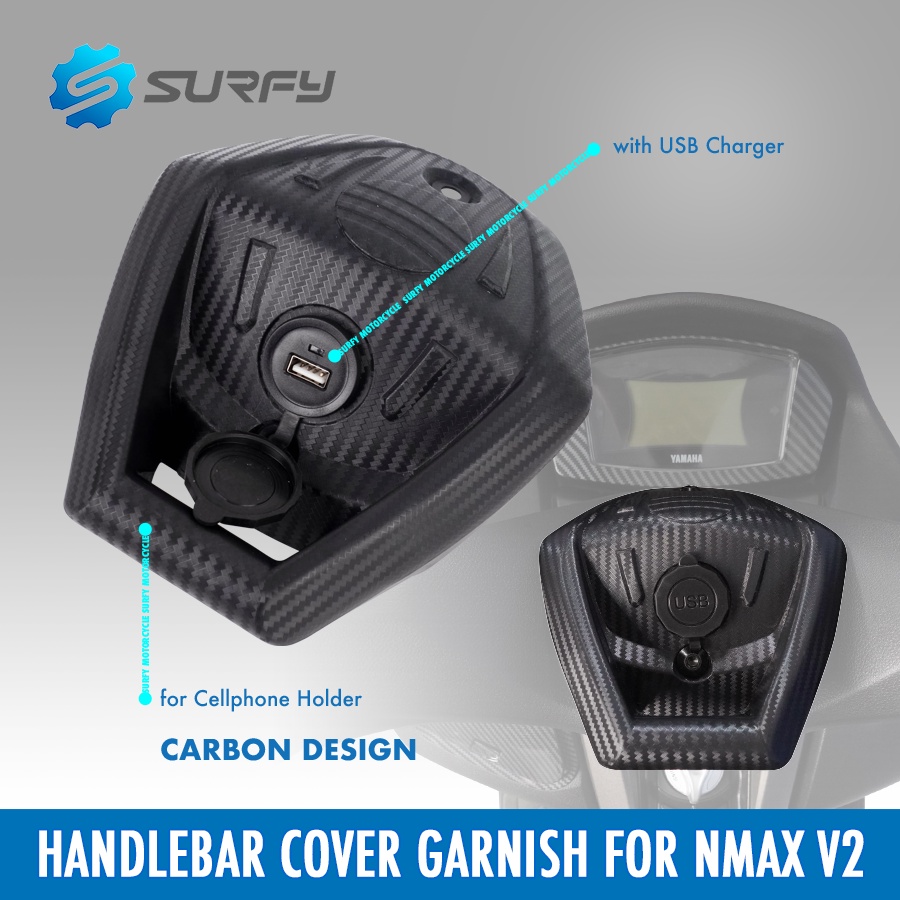 Nmax V2 Handle Bar Cover With USB Charger Carbon | Shopee Philippines