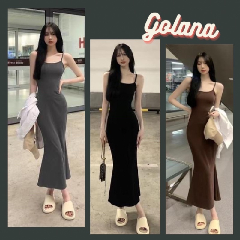 Women's Long Fishtail Bodycon Dress, sexy Two-String Bodycon Dress in 3 ...