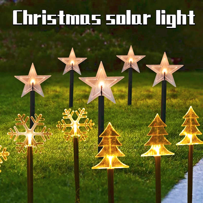 Christmas Solar Landscape Light Lawn Snowflakes Stars Xmas Tree Shape ...