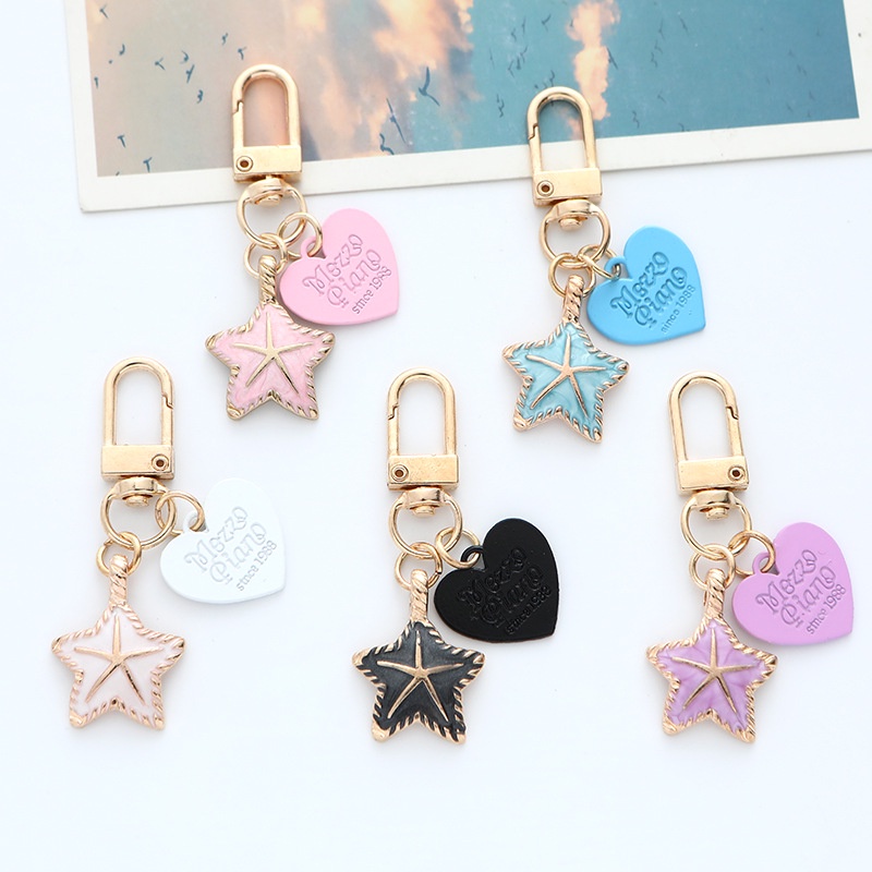Cute Metal Seashell Starfish Keychain Fantasy Sea World Pearl Heart ...