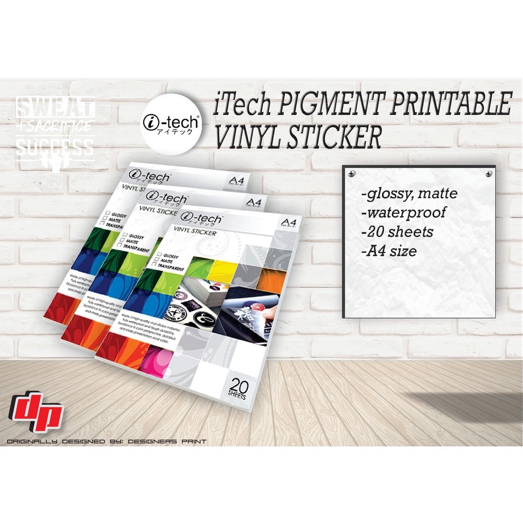 iTECH vinyl sticker - Matte and Glossy, Waterproof, A4 size, 20 pcs, Pigment ink recommended ...