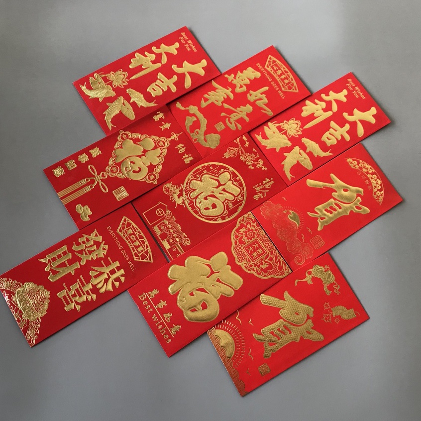 6pcs ANGPAO AMPAO Red Pocket Money Envelope long short size | Shopee ...