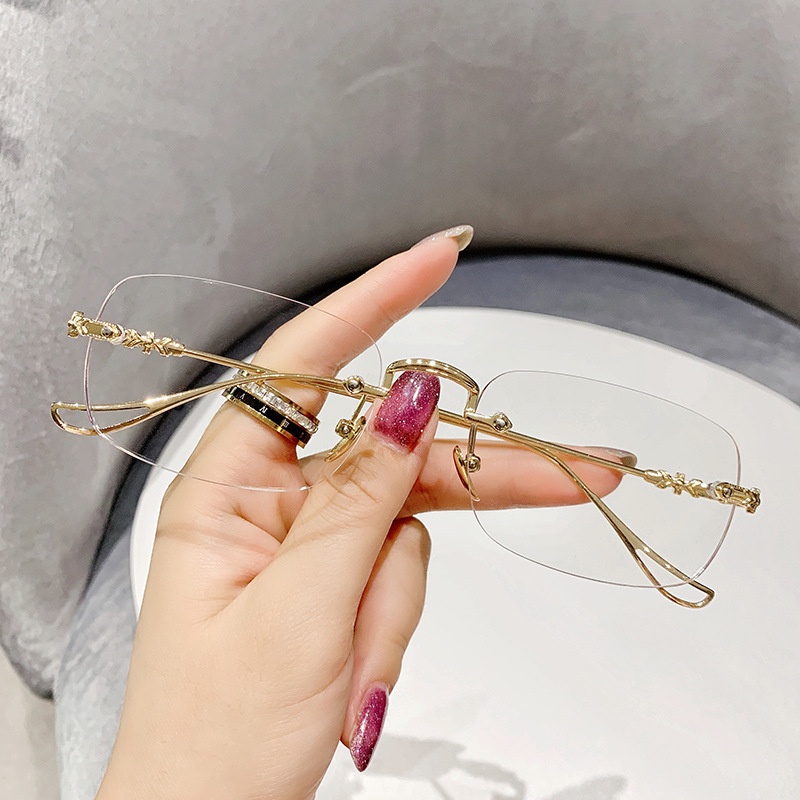 Rimless Anti Radiation Eyeglasses Rectangle Glasses Women and Men ...