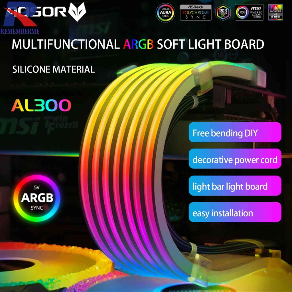 COOLMOON AOSOR Flexible LED 5V ARGB Aura Sync Neon Strip Light for PC ...