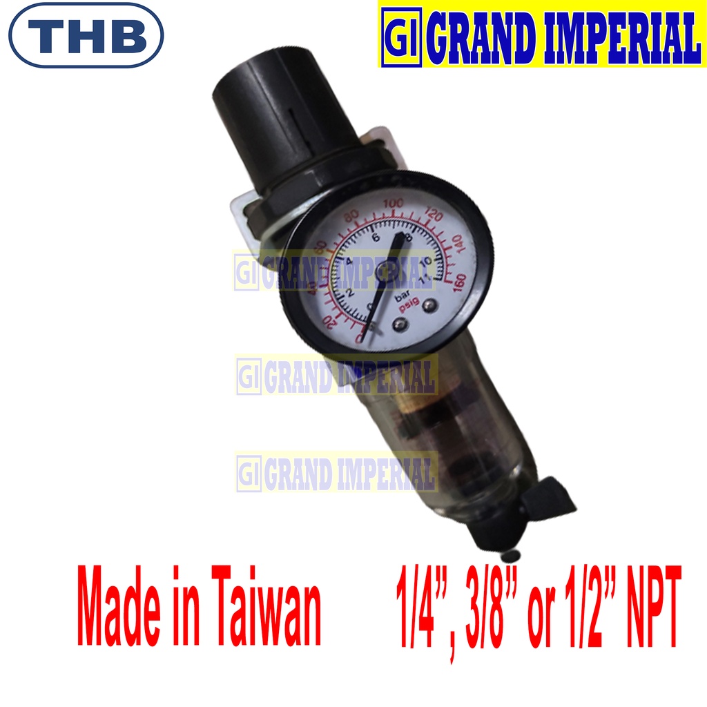 THB Air Filter Regulator Compact Type Choice 1/4", 3/8" or 1/2" NPT ...