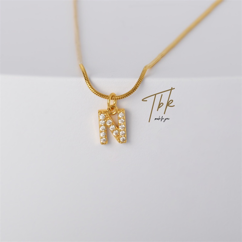 TBK Iced Initial Choker 18K Gold Letter A-Z Pendant Necklace Accessories 38n | Shopee Philippines