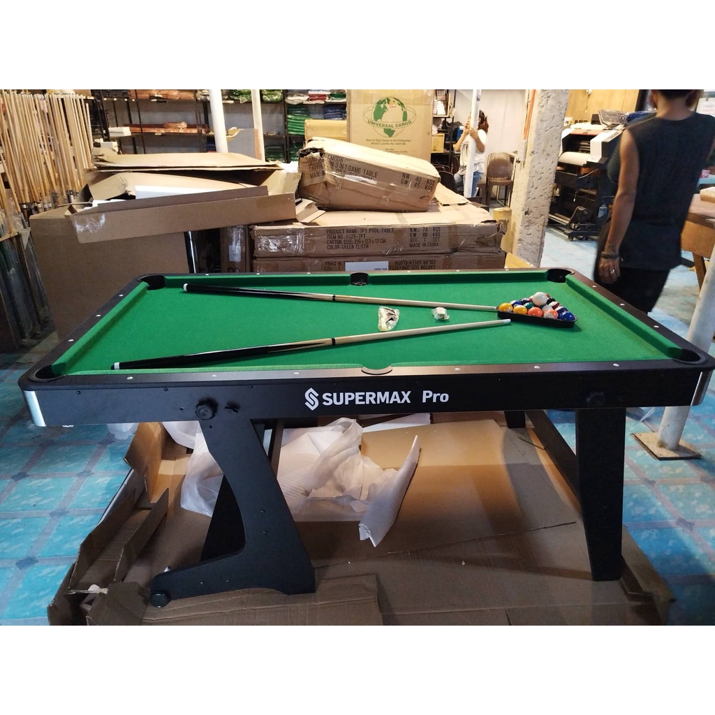 6FT. FOLDABLE BILLIARD TABLE (SUPERMAX) W/ COMPLETE ACCESSORIES / GAMIT ...