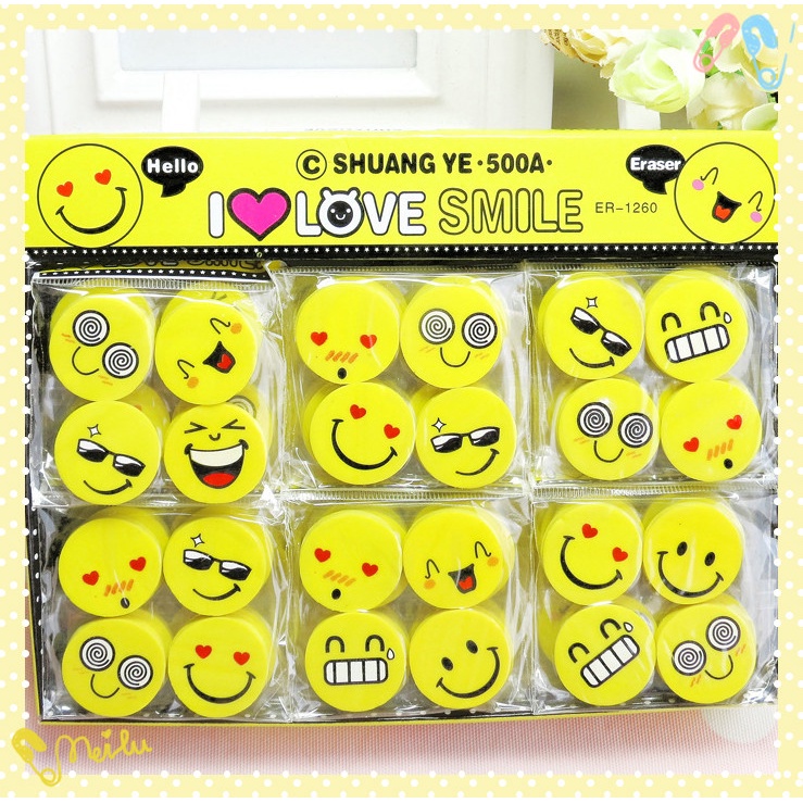 Emoji smiley eraser school supplies 4pcs | Shopee Philippines