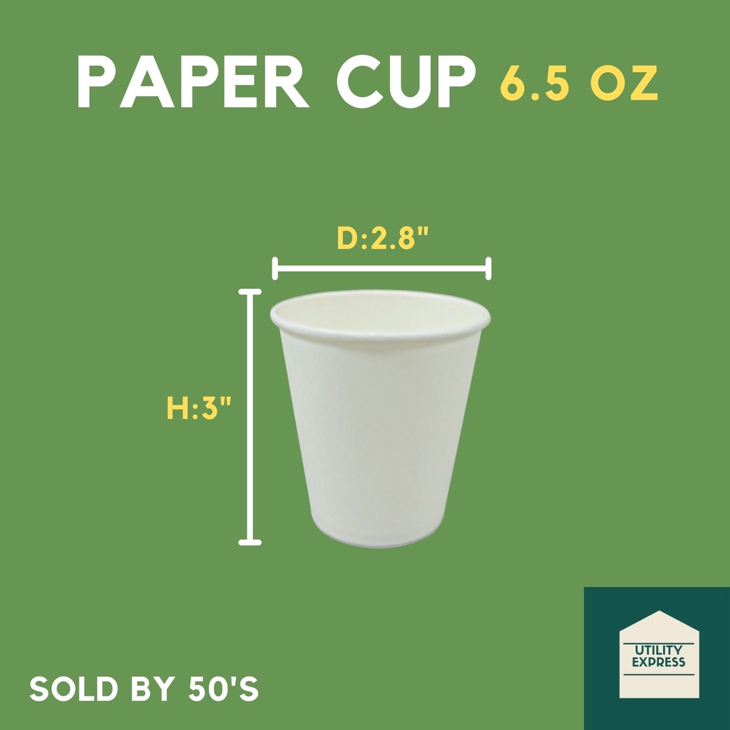Paper Cup Plain White Party Cups [50pcs] 6 5oz 8oz 10oz 12oz 16oz