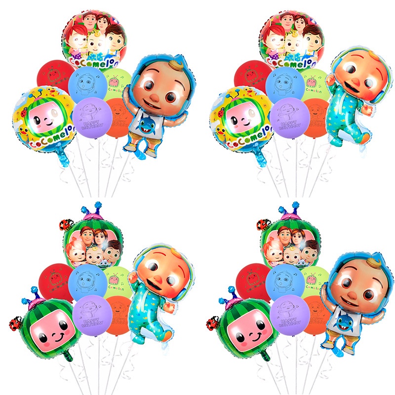 8PCS Cocomelon Theme Cocomelon Balloon Party Set Latex Balloon Foil ...