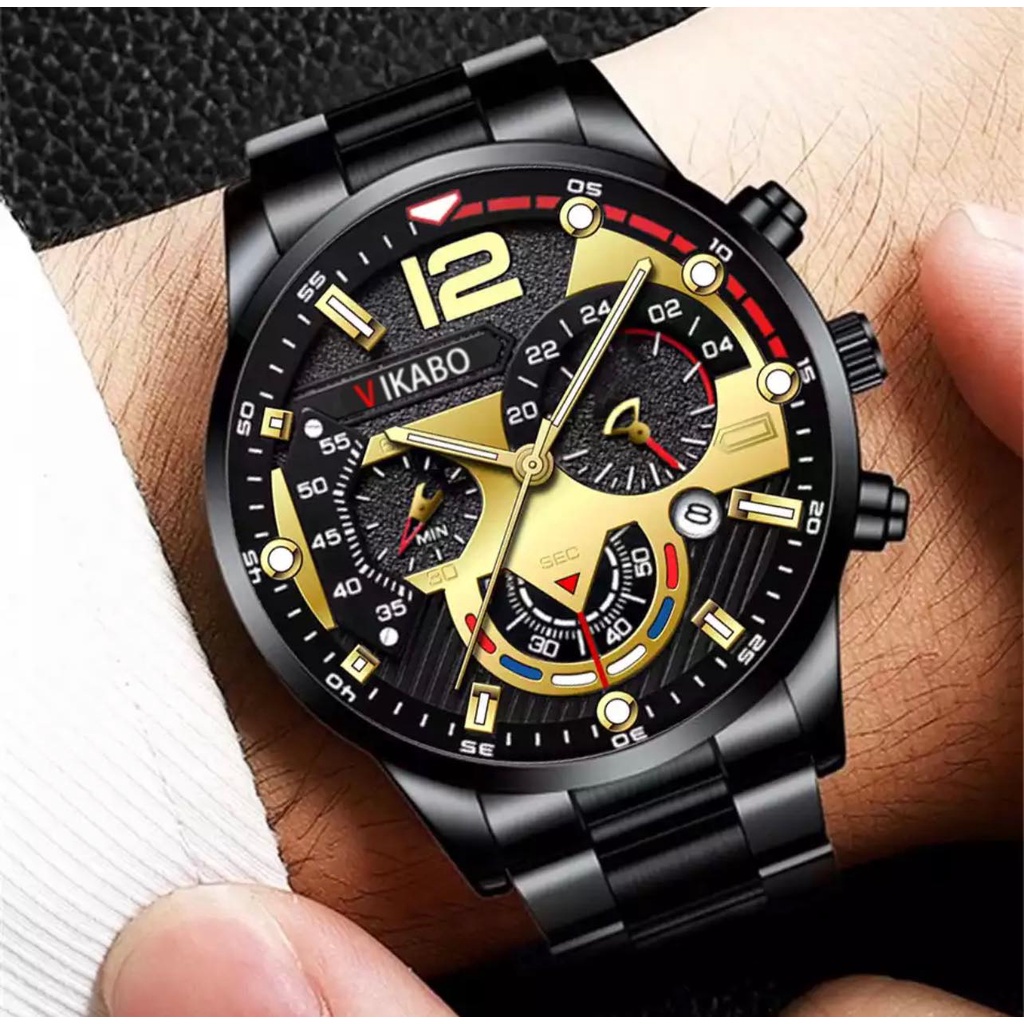 Vikabo Stainless Steel Watch For Men Exquisite Luminous Quartz Watches ...