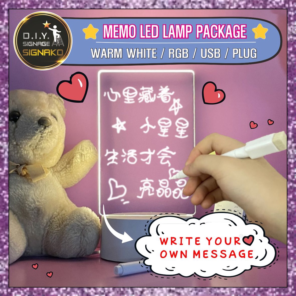 Memo Led Lamp Package / 3D LED Night Light Bedroom Night Lamp Best Gift ...