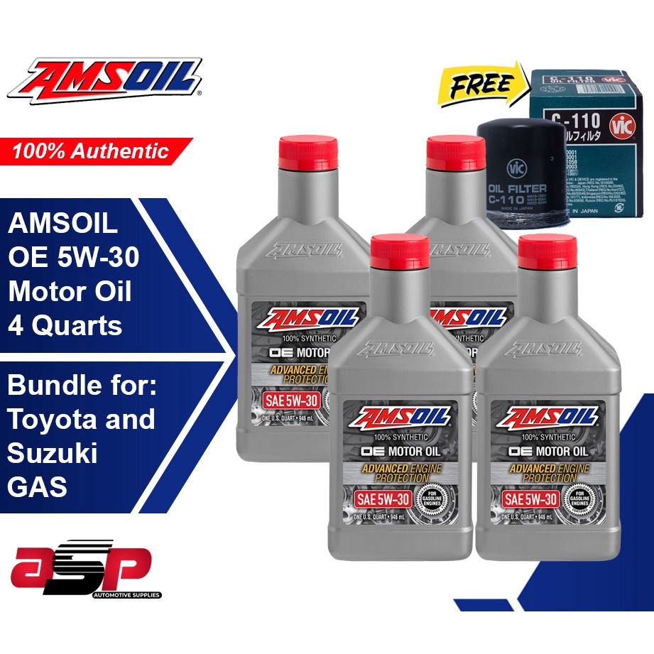 AMSOIL 5w-30 OE Synthetic Motor Oil Gasoline Engine 4 Quarts Bundle for ...