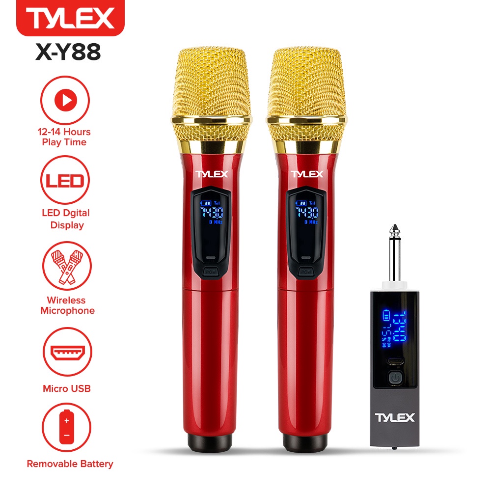 TYLEX X-Y88 UHF Handheld 2 Piece Wireless Microphone System SNR ...