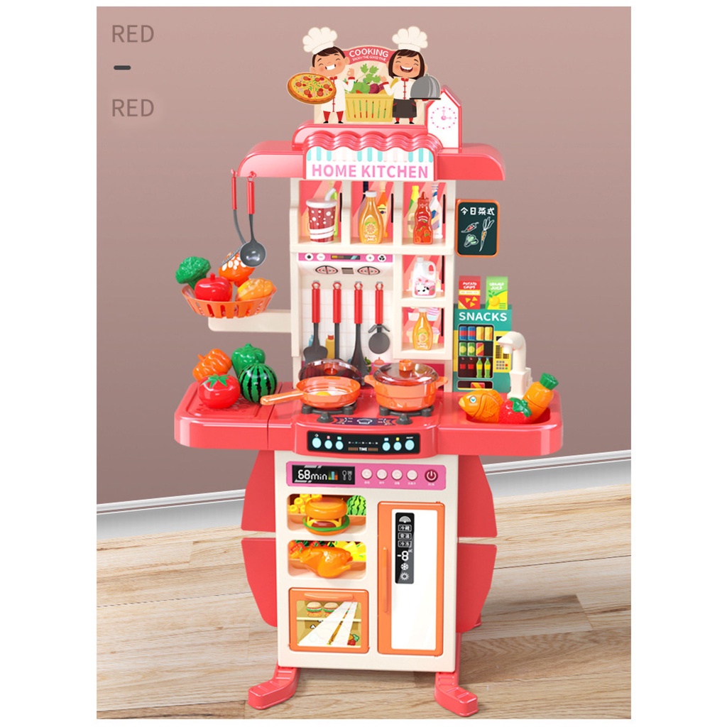YUNLEO 95cm Kitchen Toys For Girls Big Size Real Steam Working Mini ...