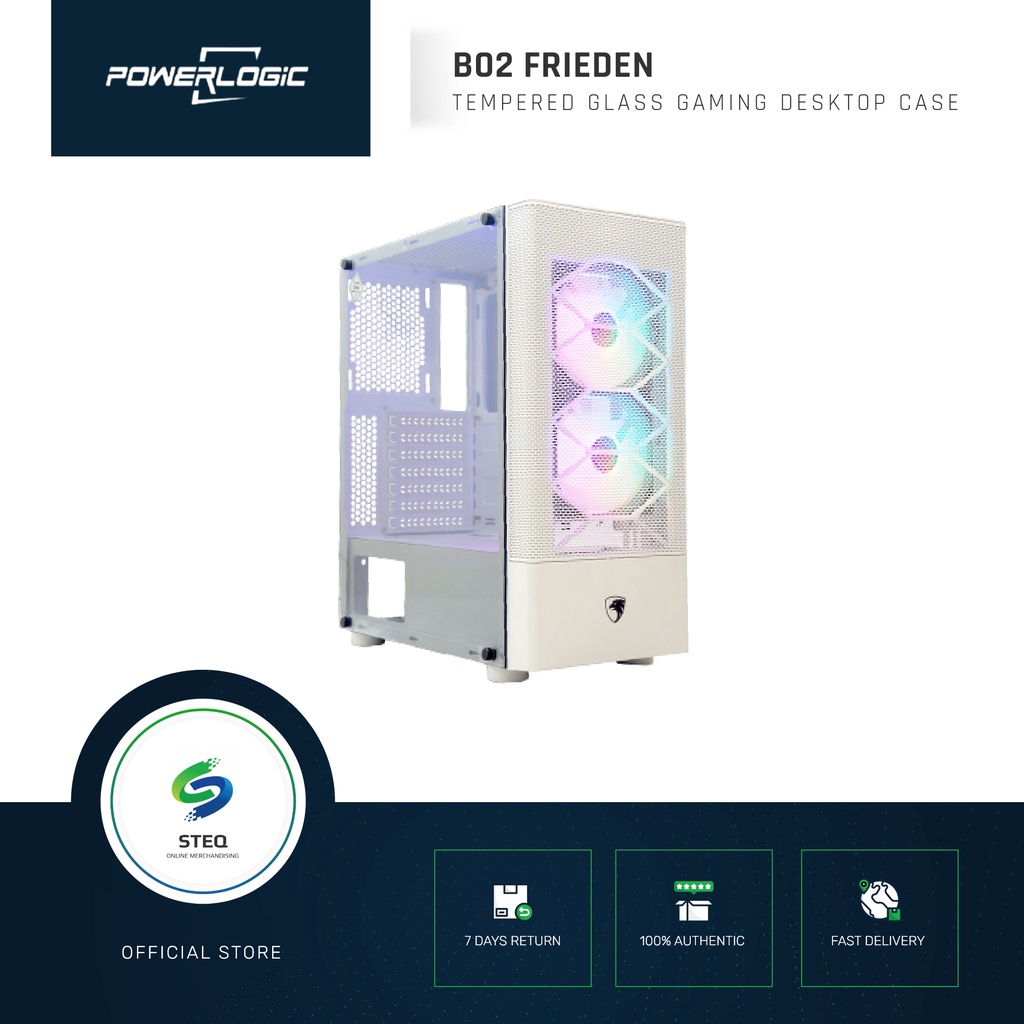 STEQ PowerLogic B02 FRIEDEN Tempered Glass Gaming Series PC Case White ...