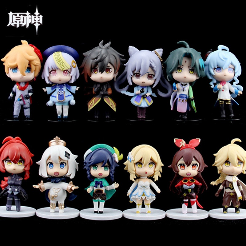 Genshin Impact Figure Mini Collection Hutao Venti Amber Paimon Lumine ...