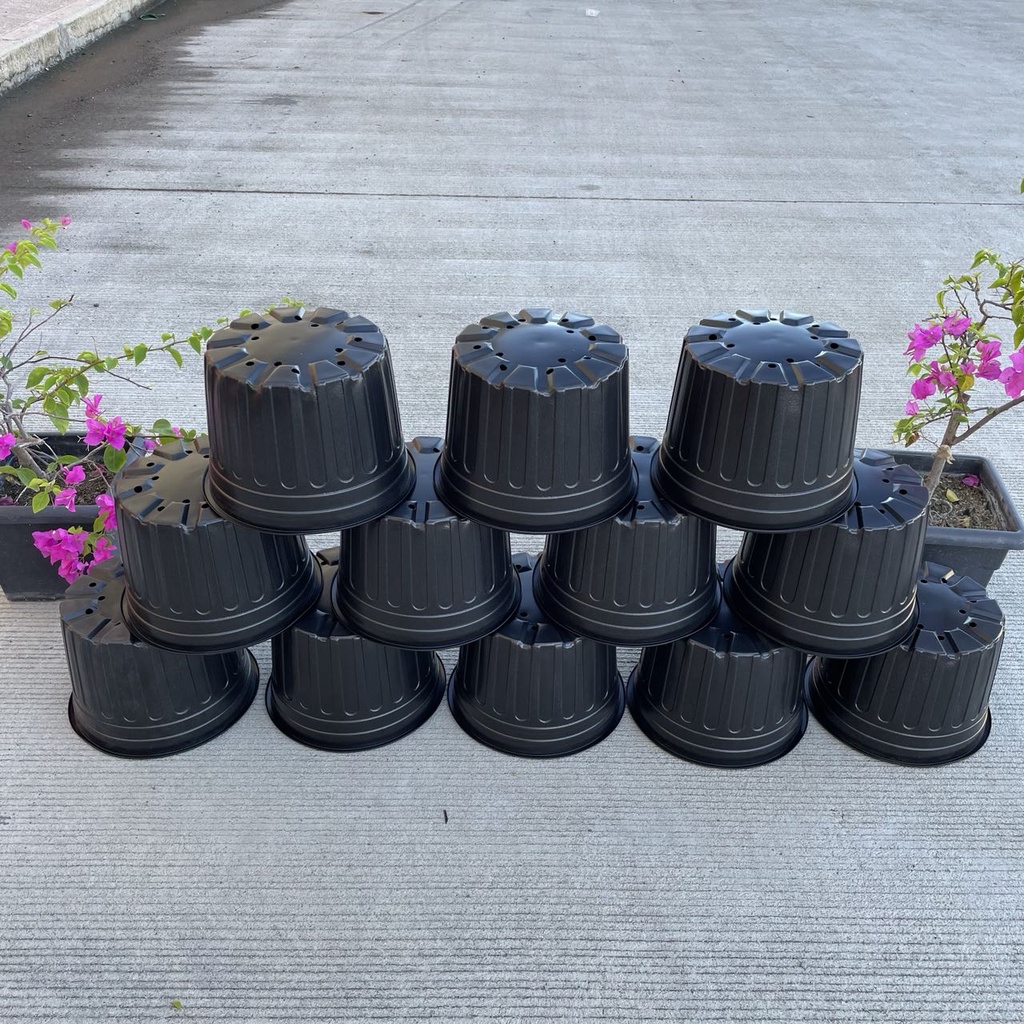 M&A PHC 12PCS (21-32cm) Short Pots/PVC Black Small Height Pots Flower ...