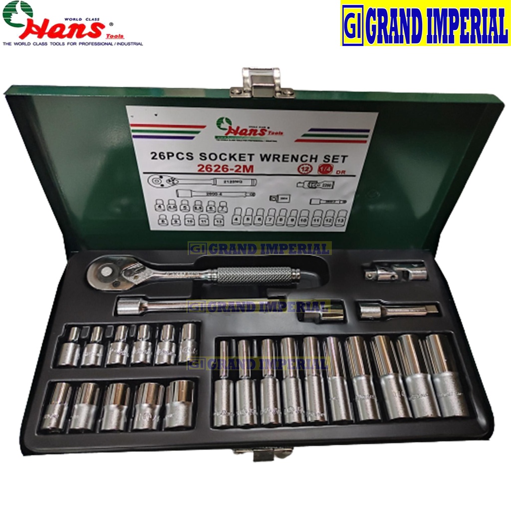 Hans 26Pcs Socket Wrench Set 1/4" Drive 2626-2M Metric Grand Imperial ...