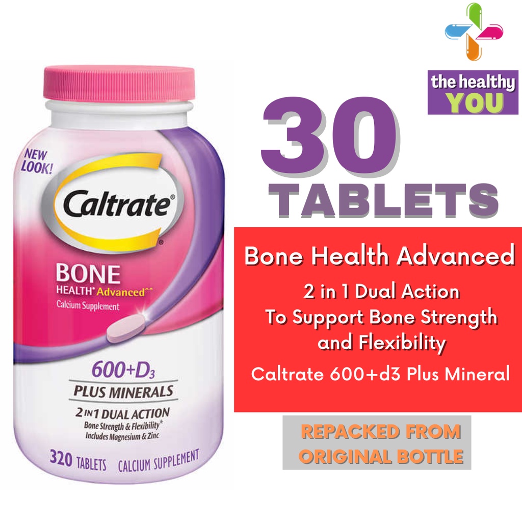 30 Tablets - Caltrate Bone Health Advanced 600+D3 Plus Minerals ...