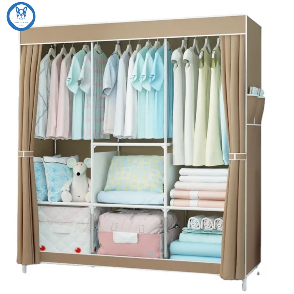 KM DIY Wardrobe Plain Color Wardrobe DIY Multifunction Clothes Storage ...