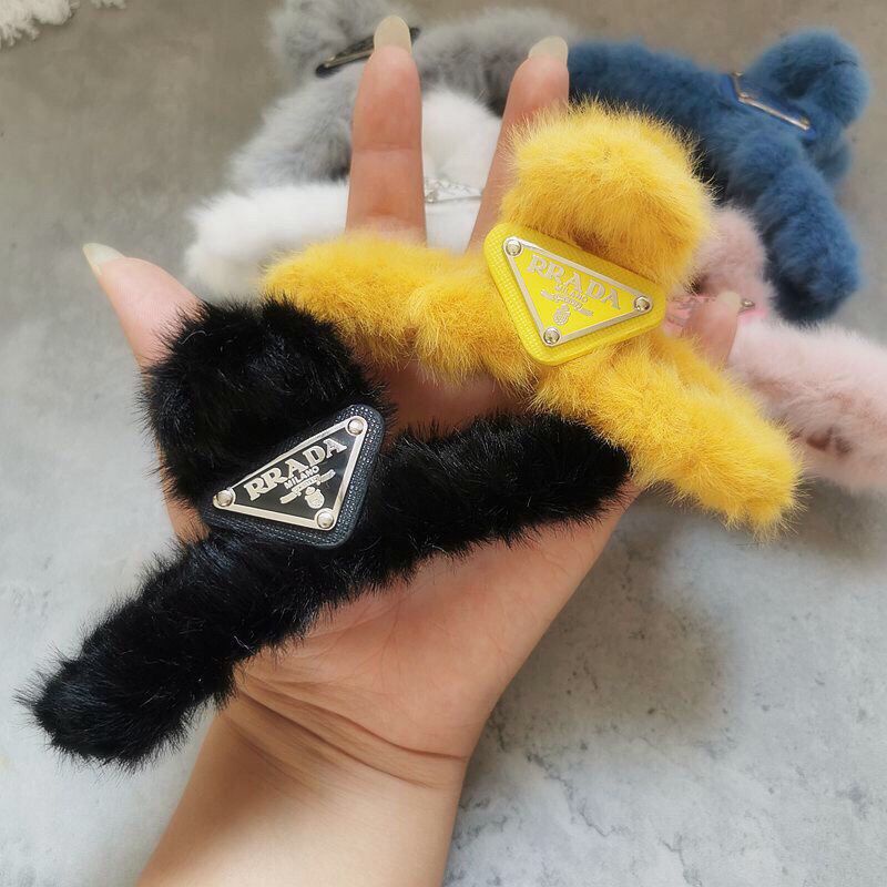 PRADA hairy clips triangle mark grip hair claw | Shopee Philippines