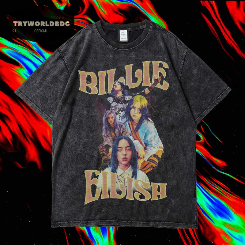 Tryworldbdg OFFICIAL "BILLIE EILISH" OVERSIZED T-Shirt | Washed Shirt ...