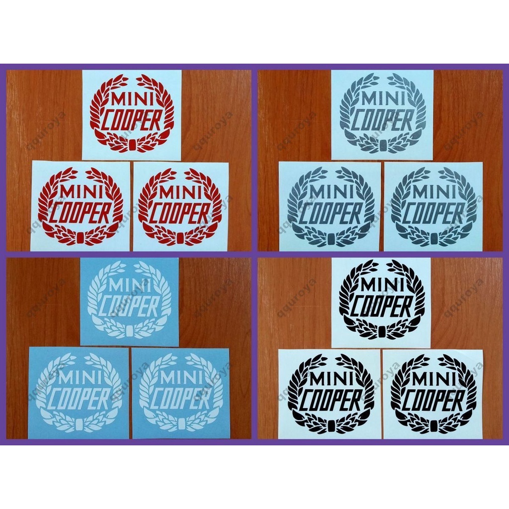 3x Mini Cooper Laurel Decal Sticker Classic Works Austin Morris Stripe ...