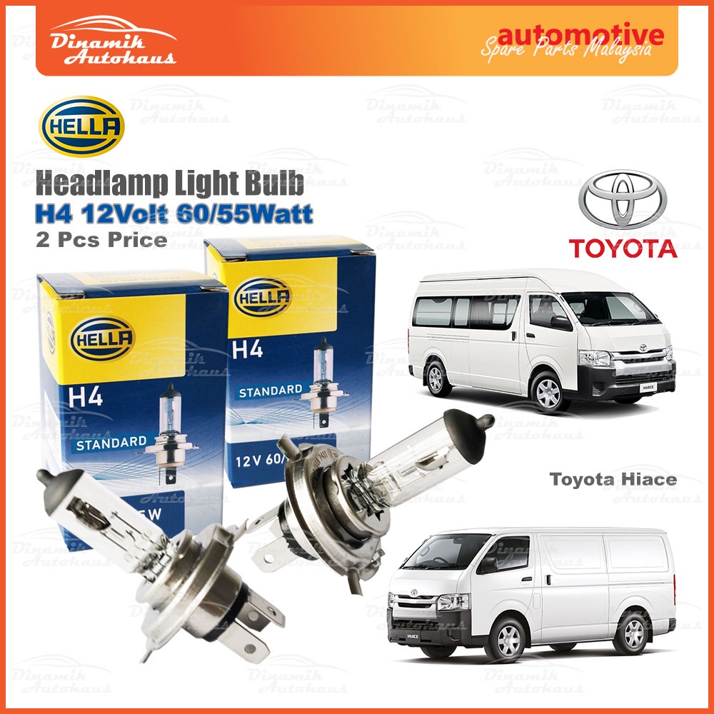 Toyota Hiace Van Headlamp Halogen Head Light Bulb - Hella H4/P43t - 12V ...