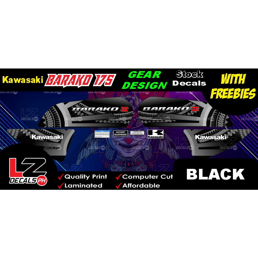 Kawasaki Barako 175 (Gear Design) Stock Decals / Stickers with Freebies ...