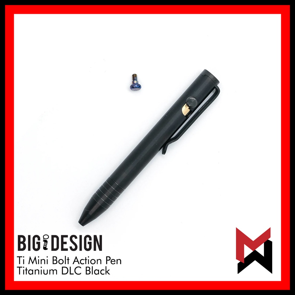 BIGiDESIGN - Ti Mini Bolt Action Pen - Black - Titanium DLC Black - Big ...