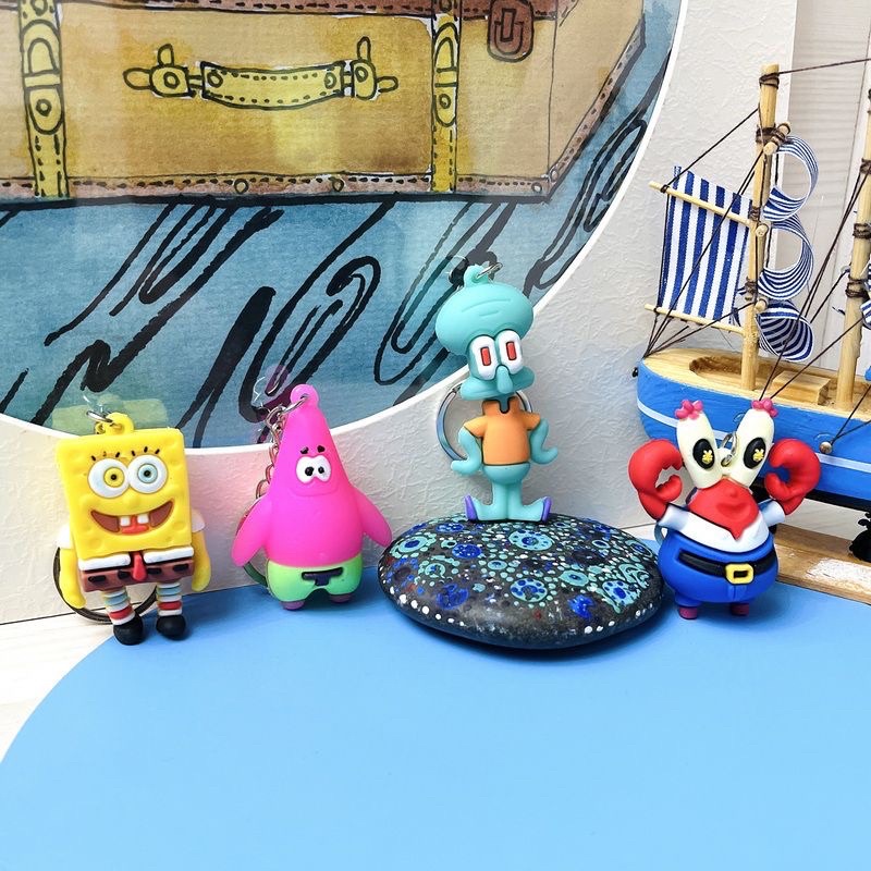 Spongebob Octopus Keychain Soft Rubber Cute Couple Bag Pendant Creative ...