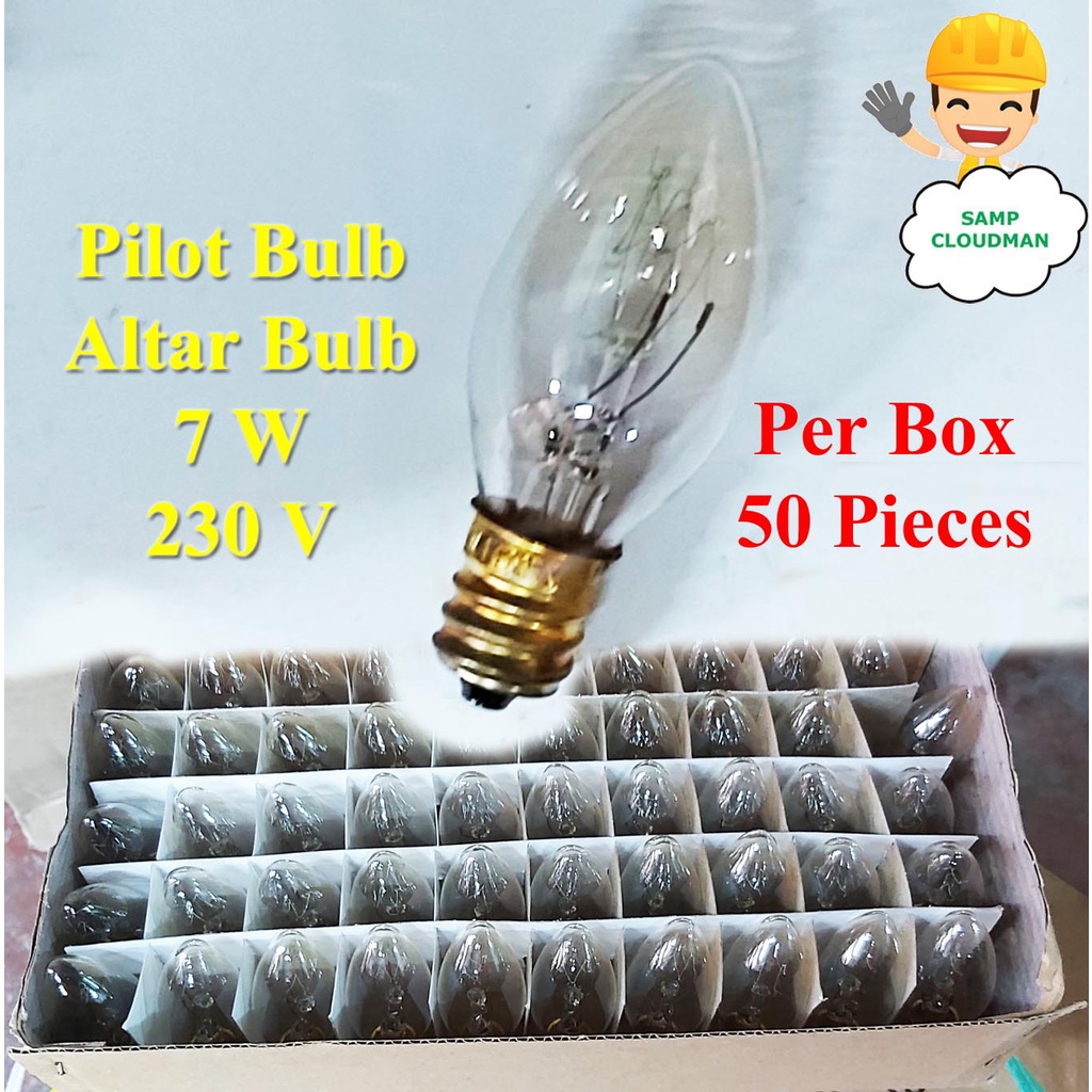 C7 Pilot Bulb E12 Base Altar Bulb 7w / 10w Clear 230V Per Box 50 pieces | Shopee Philippines