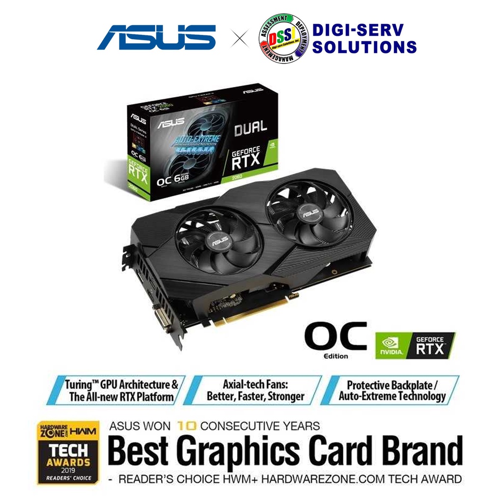 ASUS Dual GeForce RTX™ 2060 OC edition EVO 6GB GDDR6 Gaming Graphics ...