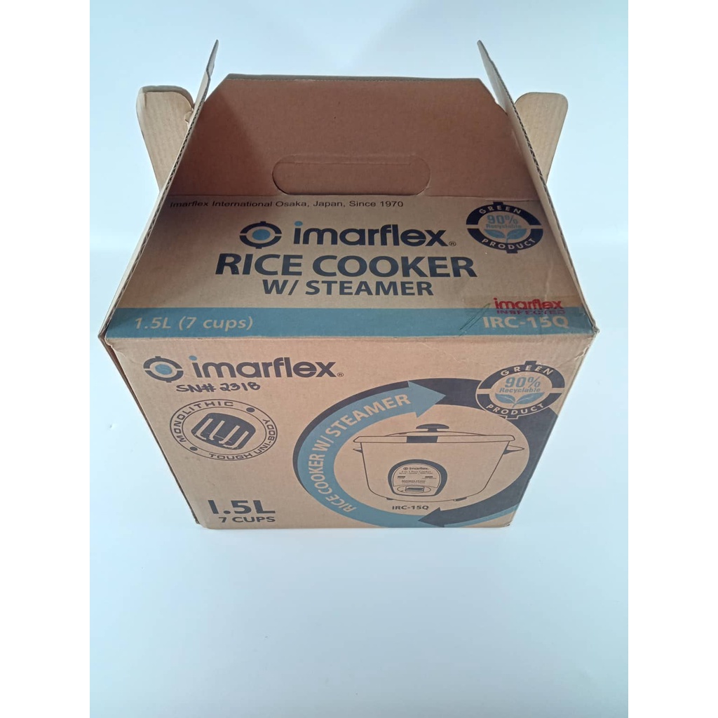 Imarflex Rice Cooker with Steamer 1.5Liter 7Cups IRC-15Q | Shopee ...