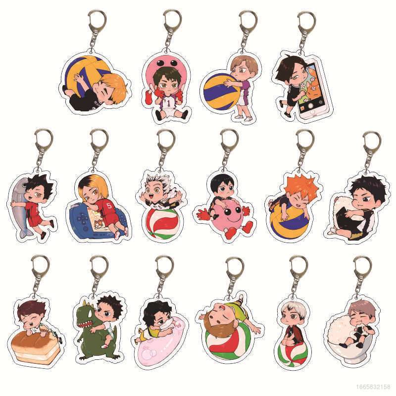 YB1 Haikyuu Keychain Anime Keyring Acrylic Bag Pendant Cute Cartoon ...