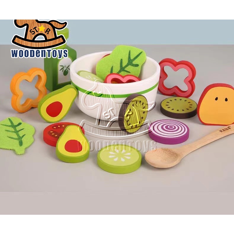 WOODEN Fruit and vegetable Pretend play toy SALAD MIXER | Shopee ...