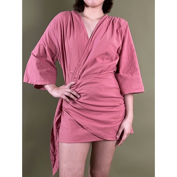 Linen Wrap Around Dress (BREE) | Shopee Philippines