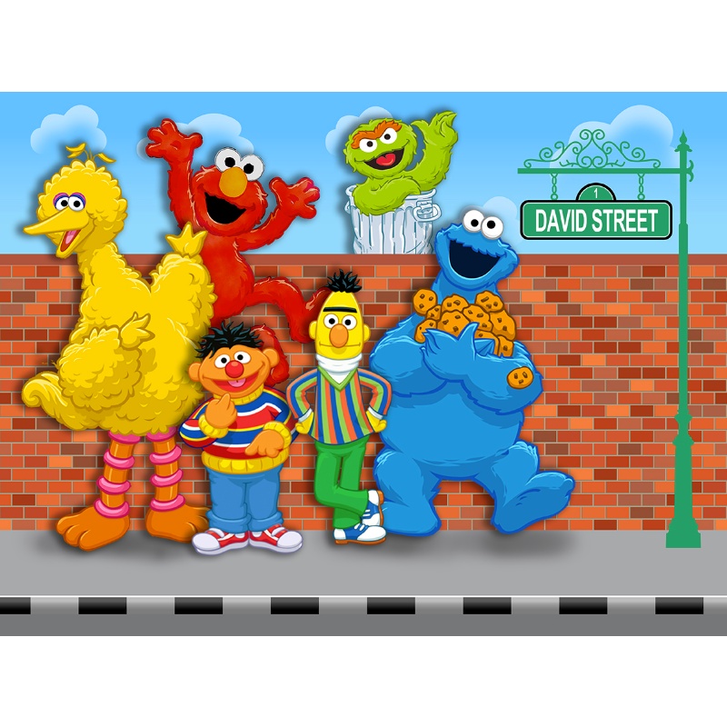 Happy Birthday Photography Backdrops Sesame Street Elmo World Party ...