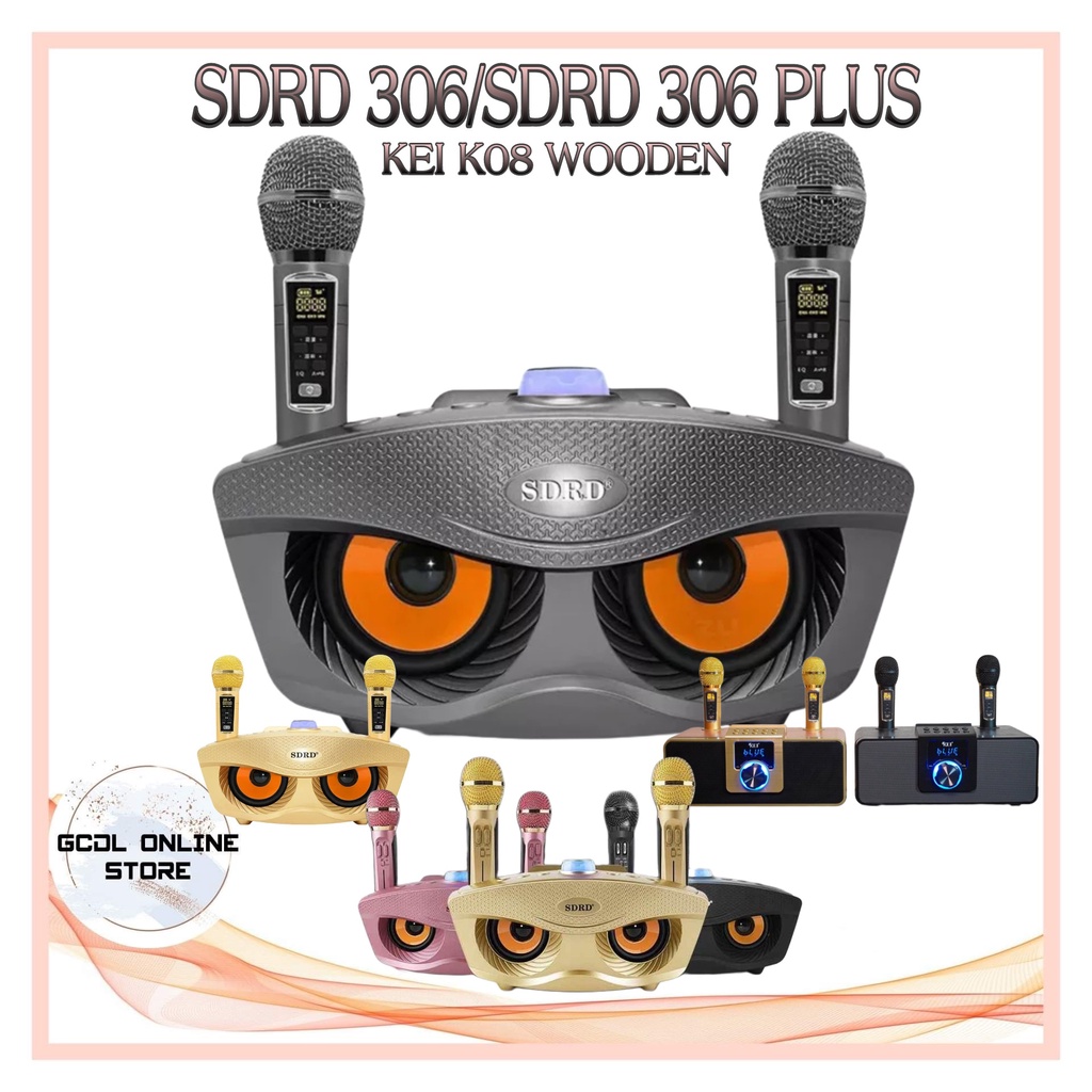 SDRD 306 /SDRD 306 plus/K08 Wireless Bluetooth Dual Microphone Karaoke Portable Stereo Speaker ...