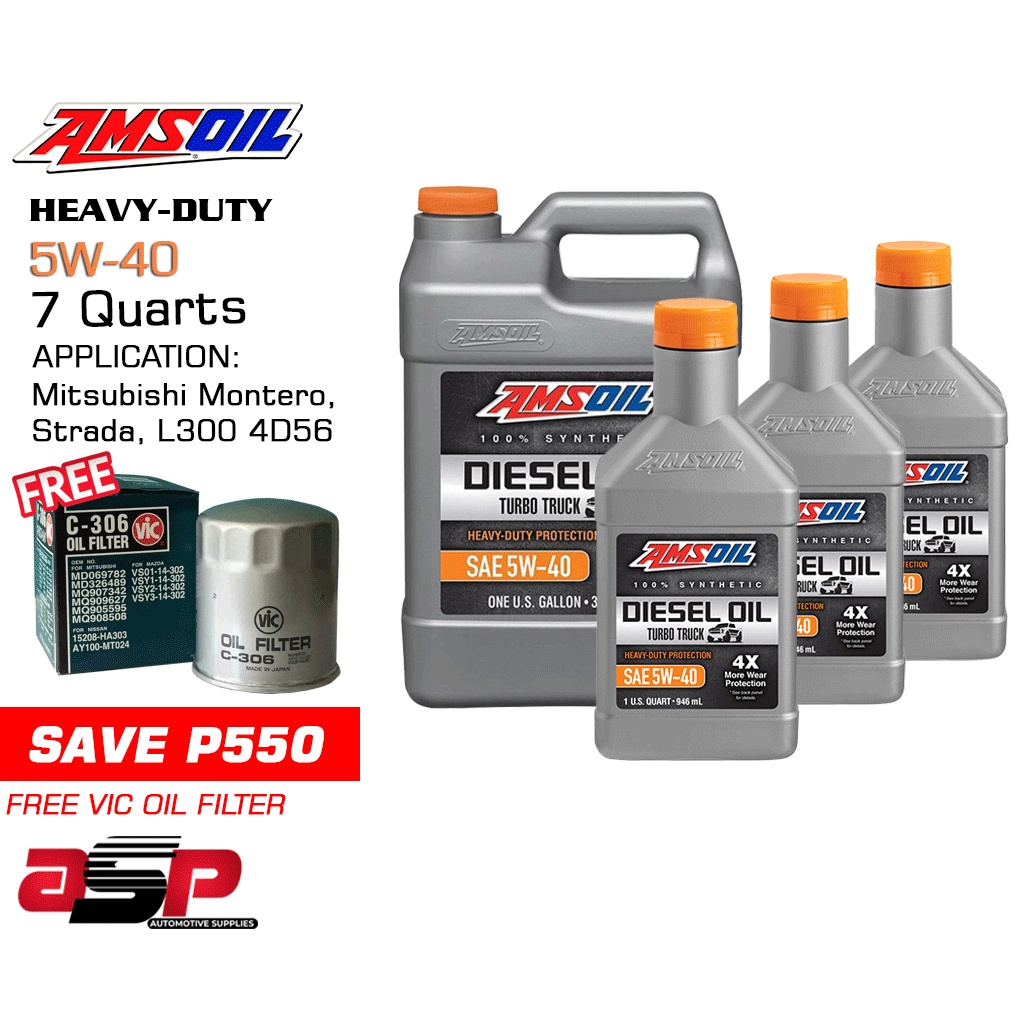 AMSOIL 5w-40 Heavy-Duty Synthetic Diesel Engine Oil 7 Quarts Change oil ...