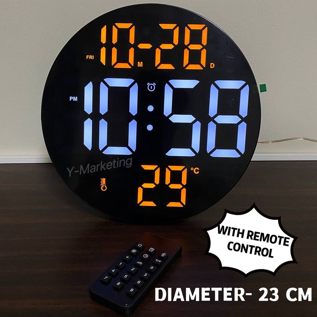 (8010) Round Digital Alarm Clock Can Wall Hang Or Display Stand (White ...